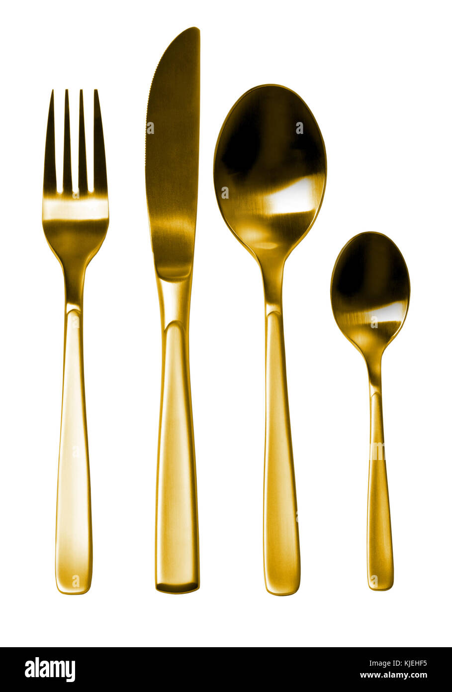 Cutlery set with Fork, Knife and Spoon isolated Stock Photo - Alamy