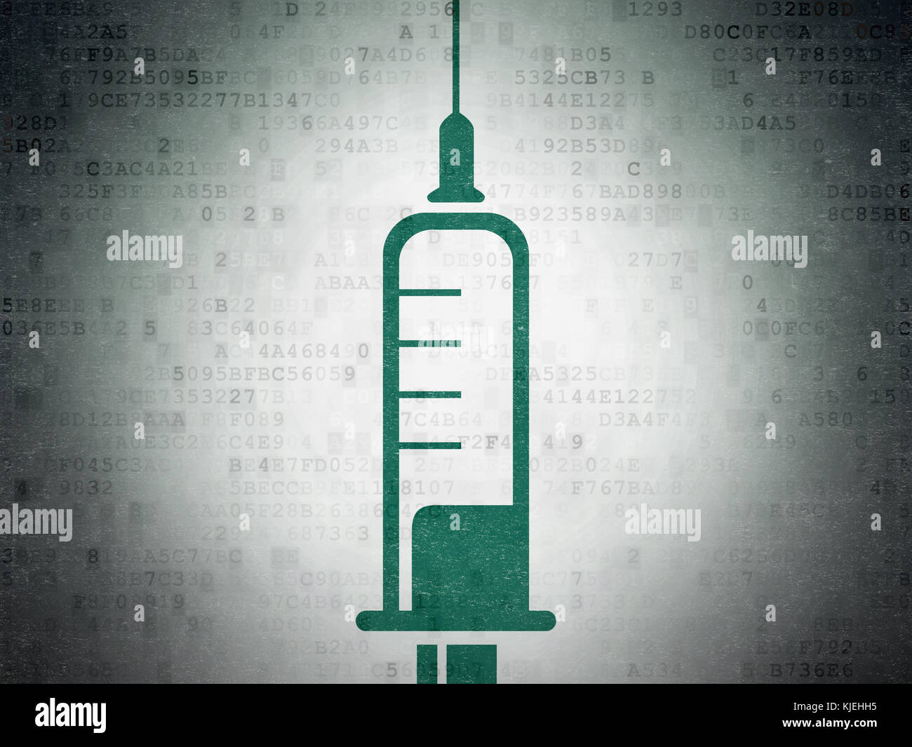 Healthcare concept: Syringe on Digital Data Paper background Stock ...