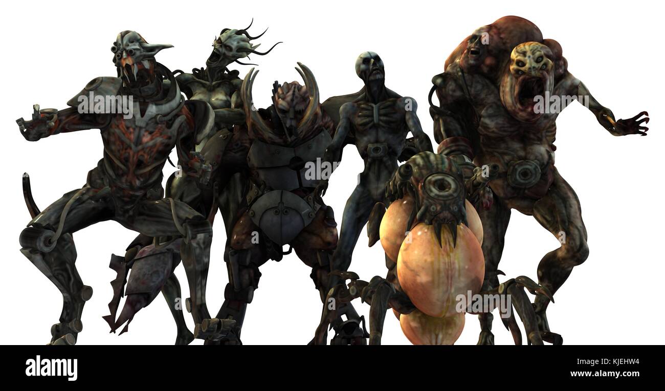 Cyborgs monsters 3d illustration Stock Photo - Alamy