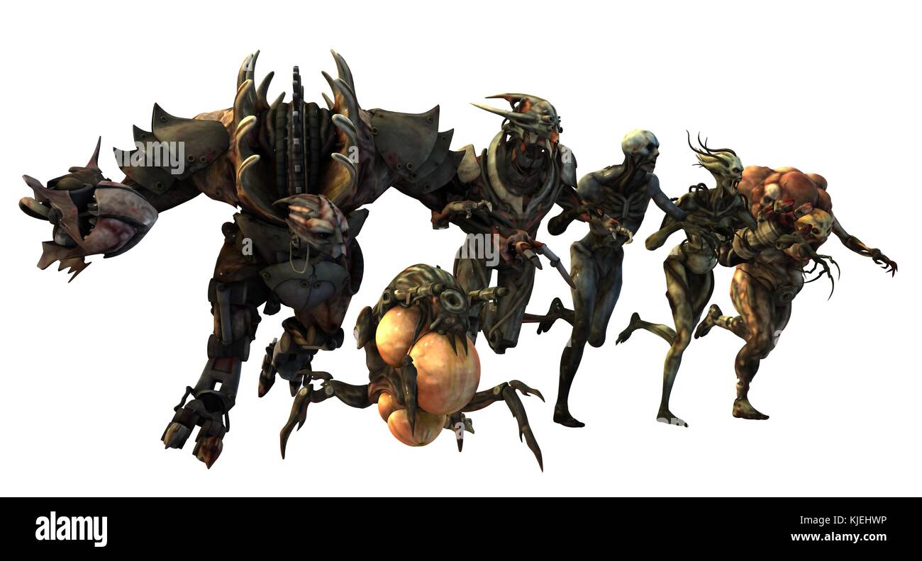 Cyborgs monsters 3d illustration Stock Photo - Alamy