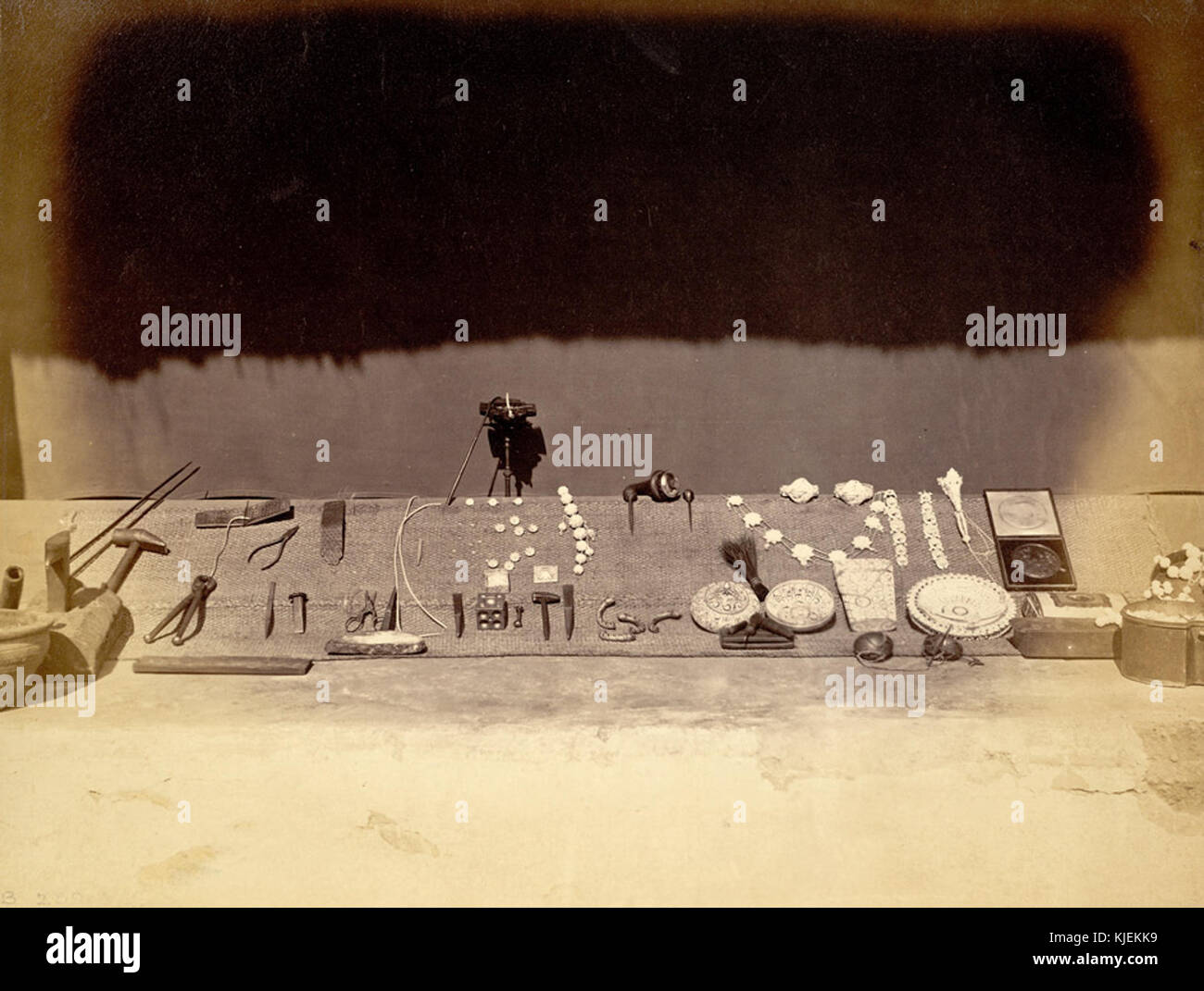 Specimens of silver filigree work made by Sonars from Cuttack, Orissa ...