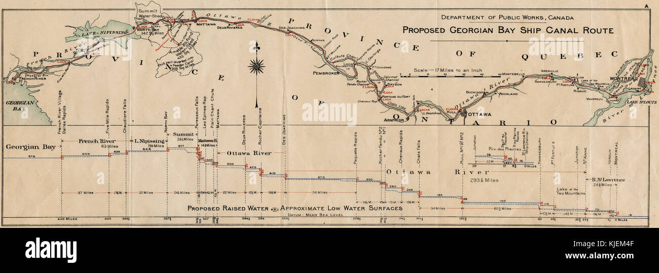 Georgian Bay Ship Canal route 1907 Stock Photo - Alamy