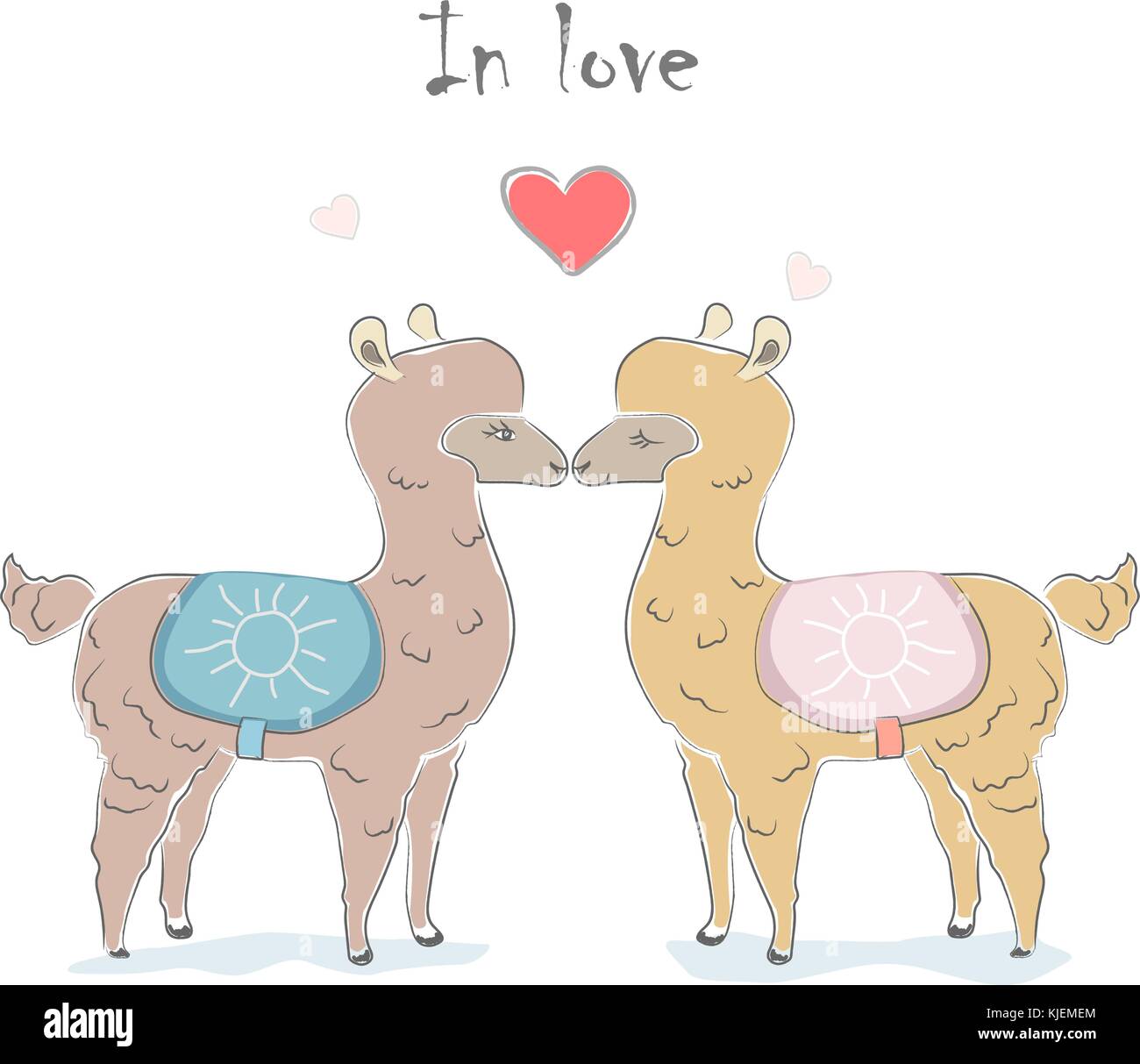 Cute Alpaca couple for Valentine's day and love cards Stock Vector ...