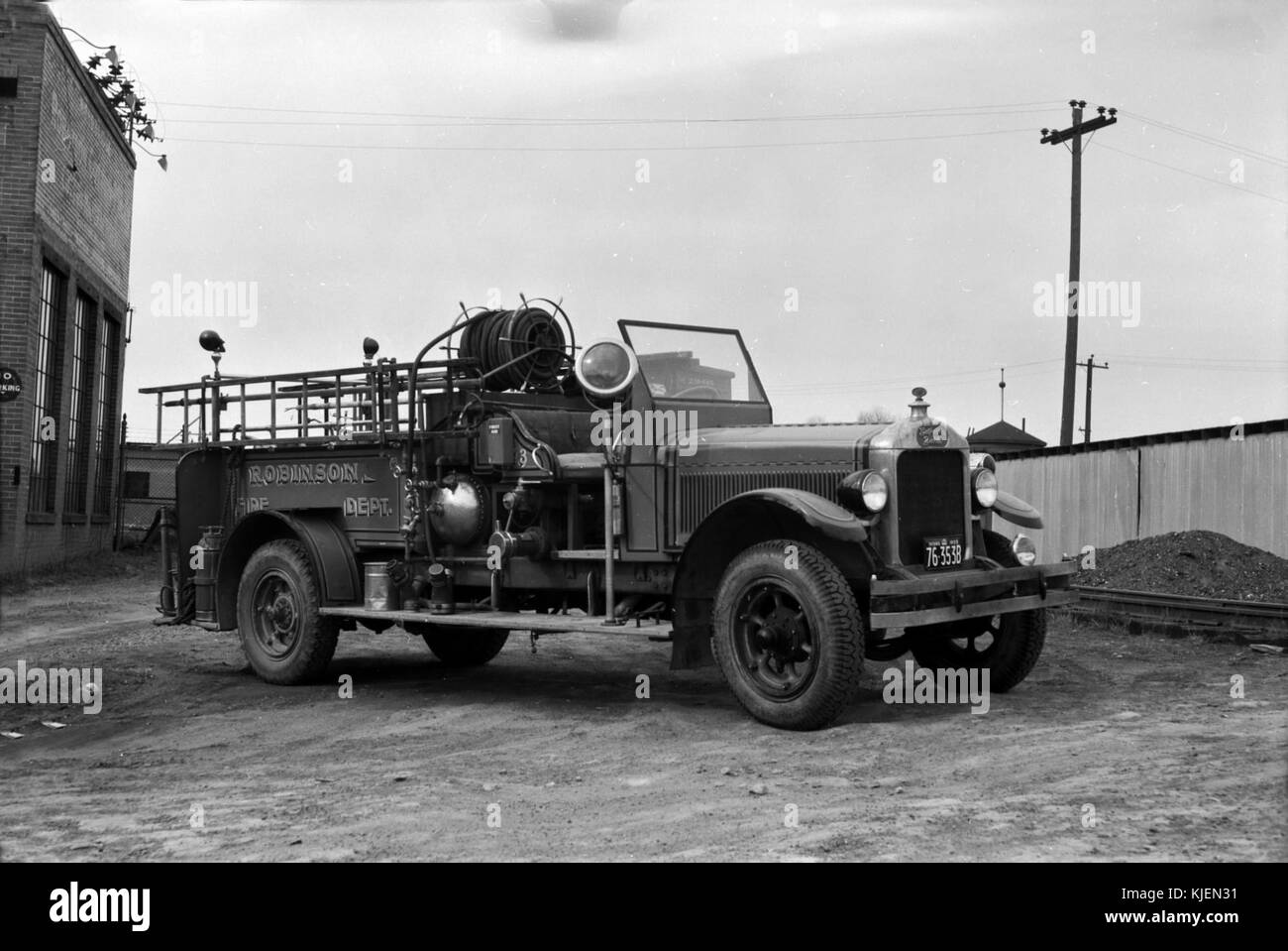 Fire engine of the Robinson Cotton Mills, 1955 Stock Photo - Alamy
