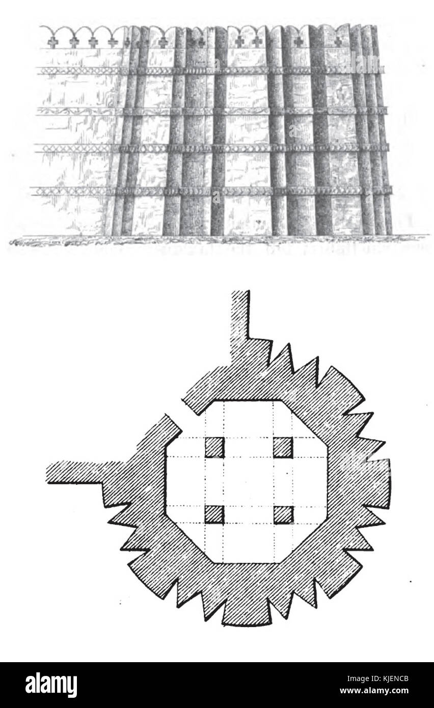 Plan and elevation of the corner tower of fortress of Dabhoi Stock ...