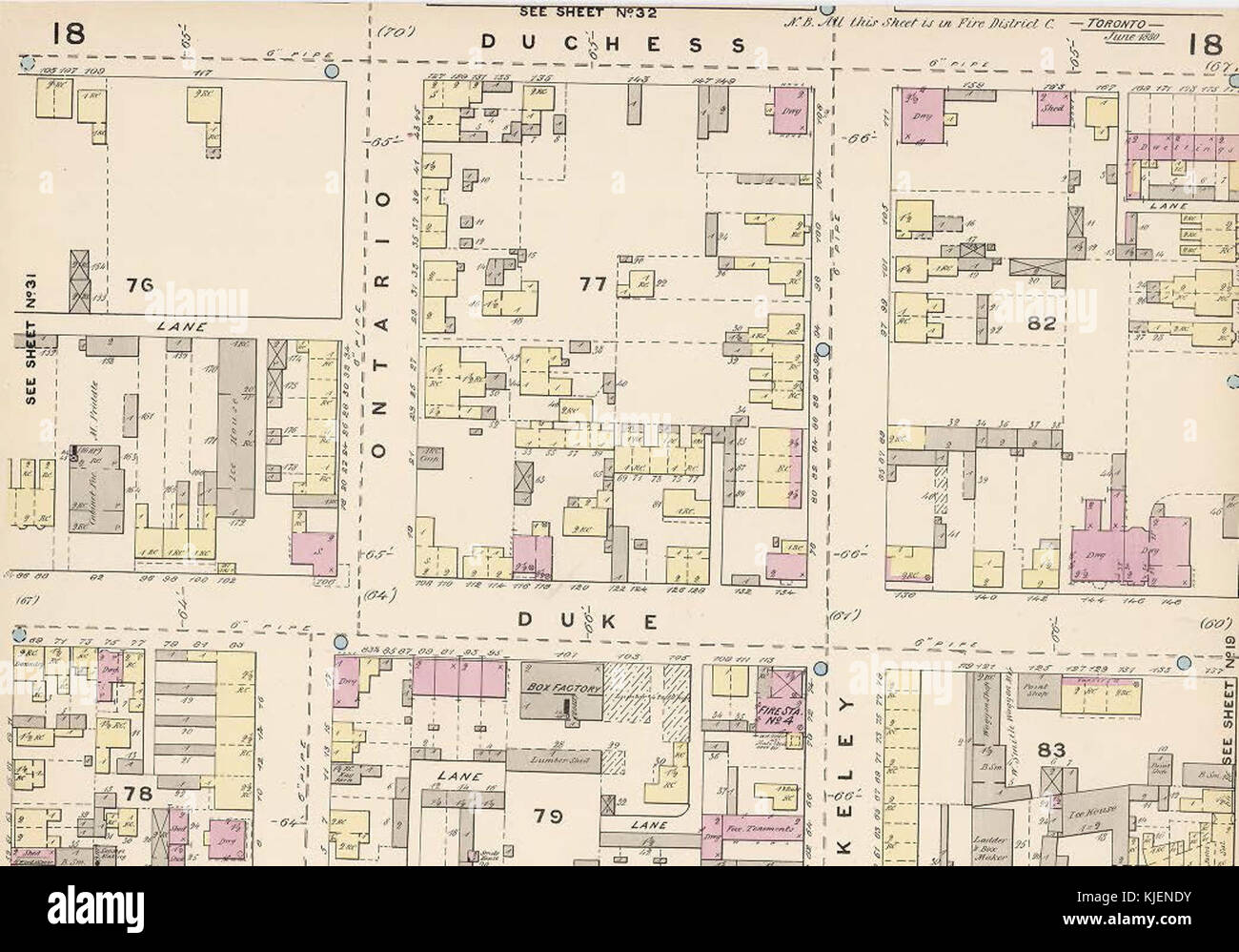 Detail of Goad's Atlas of Toronto, 1880 Stock Photo - Alamy