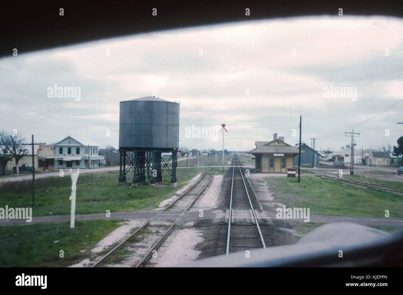 From cab of Texas and New Orleans RR Train 86 coming into LaCoste, TX ...