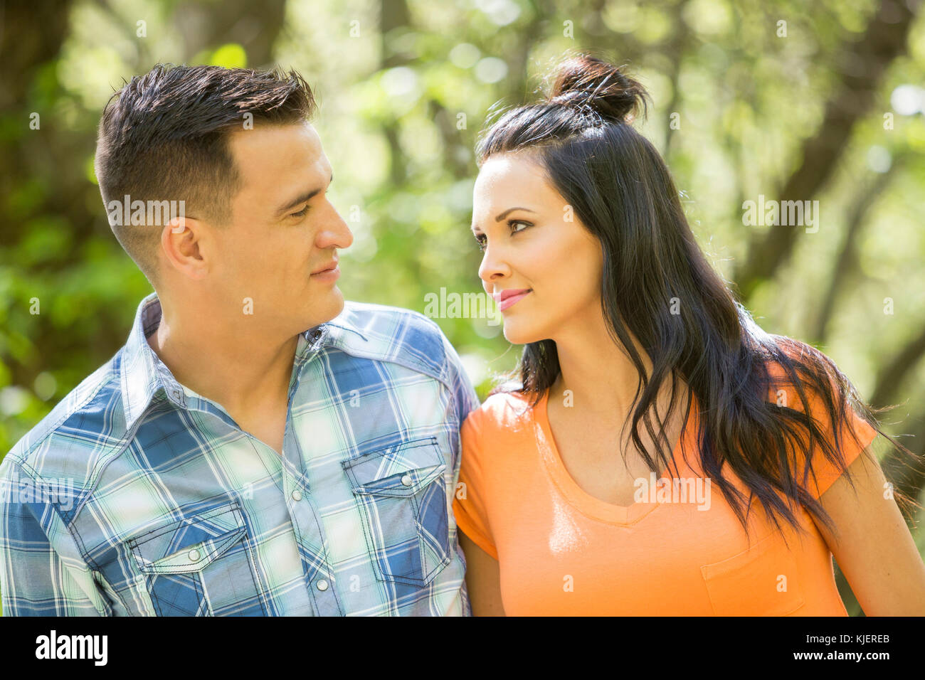 Romantic couple in the woods Stock Photo - Alamy