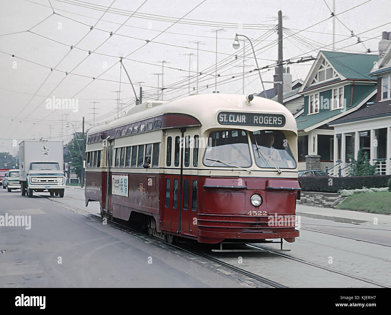 TTC 4522 (PCC) ST CLAIR ROGERS car on Oakwood Ave. near St. Clair Avr in Toronto, ONT July 2 ...