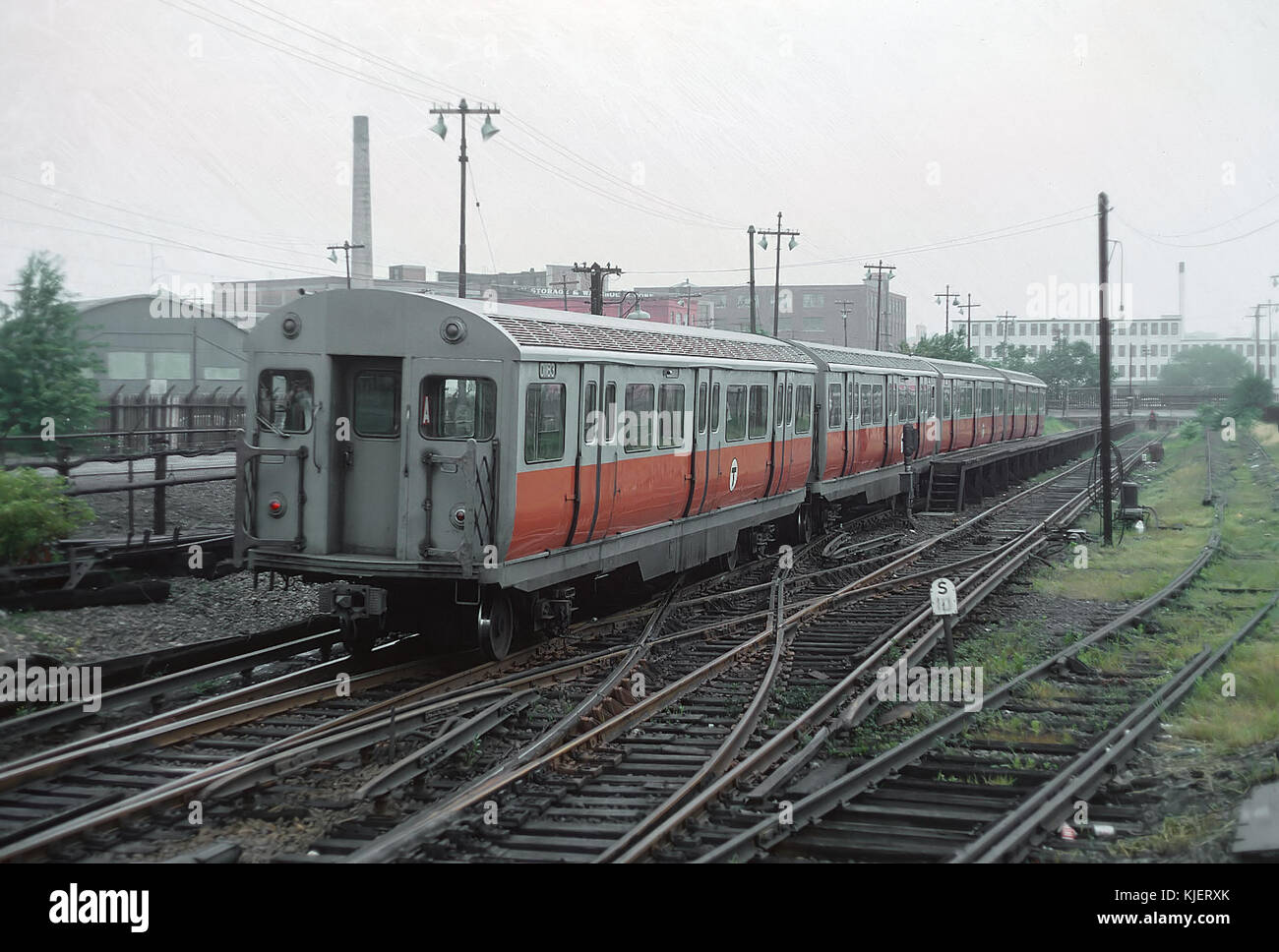 MBTA Orange Line train at end of track at Everett Station, August 1968 ...