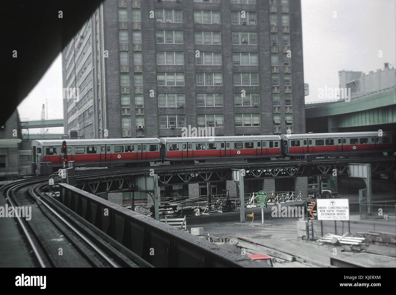 MBTA Orange Line train approaching North Station, August 1968 Stock ...