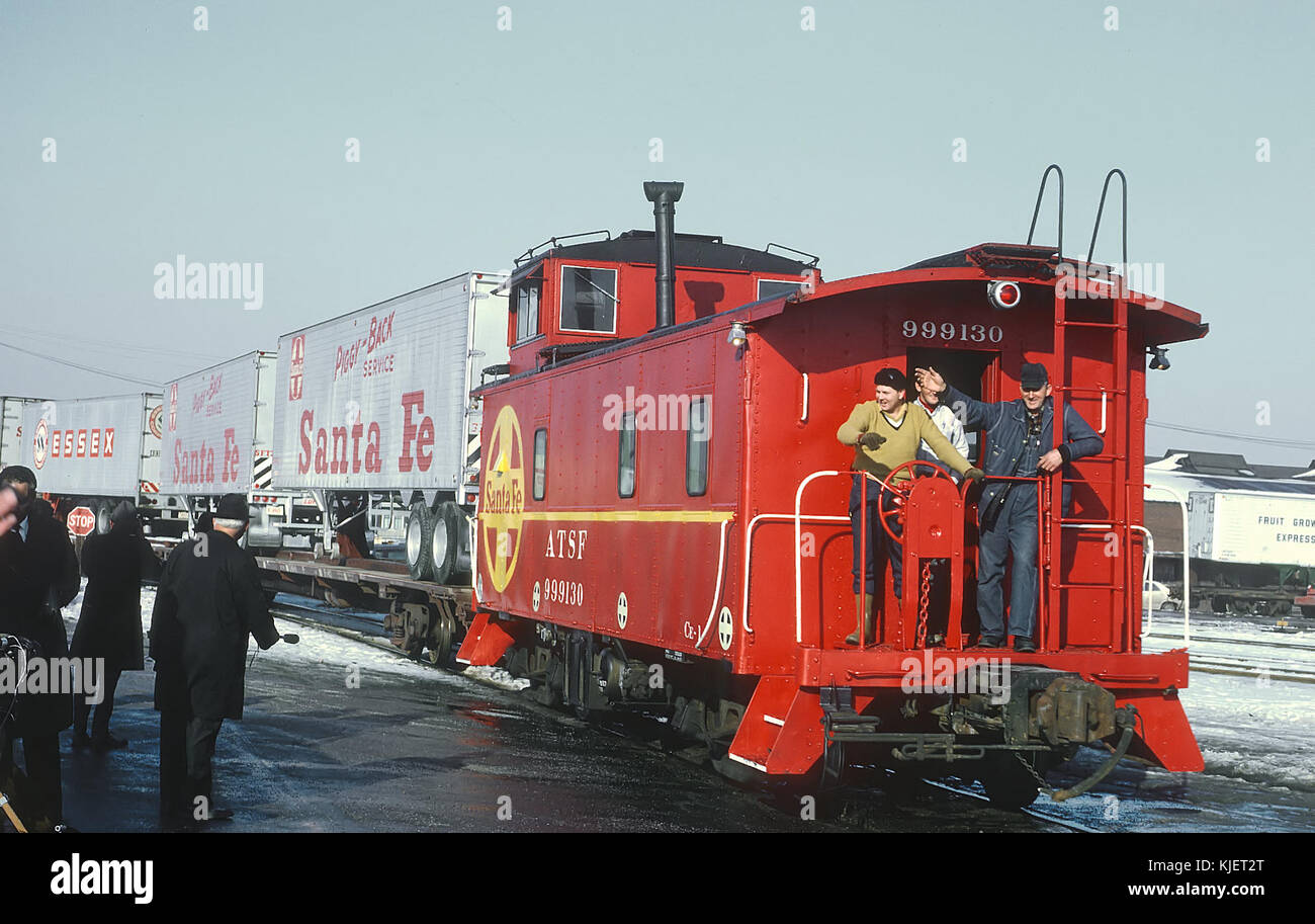 ATSF Caboose 999130 on Super C passing through Corwith Yard, Chicago on it's first run on ...