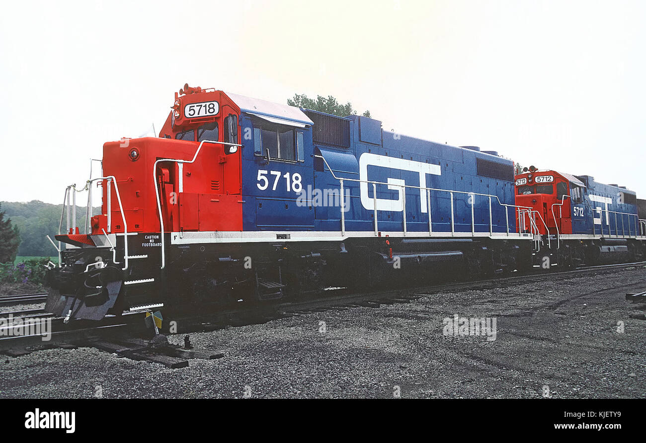 This image shows the GT 5718 and 5712 special train on the DT&I ...