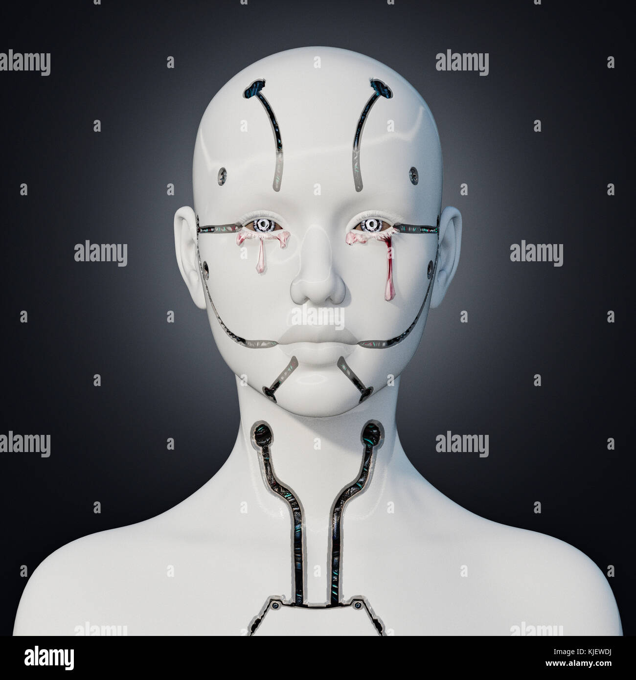 White robot crying Stock Photo - Alamy