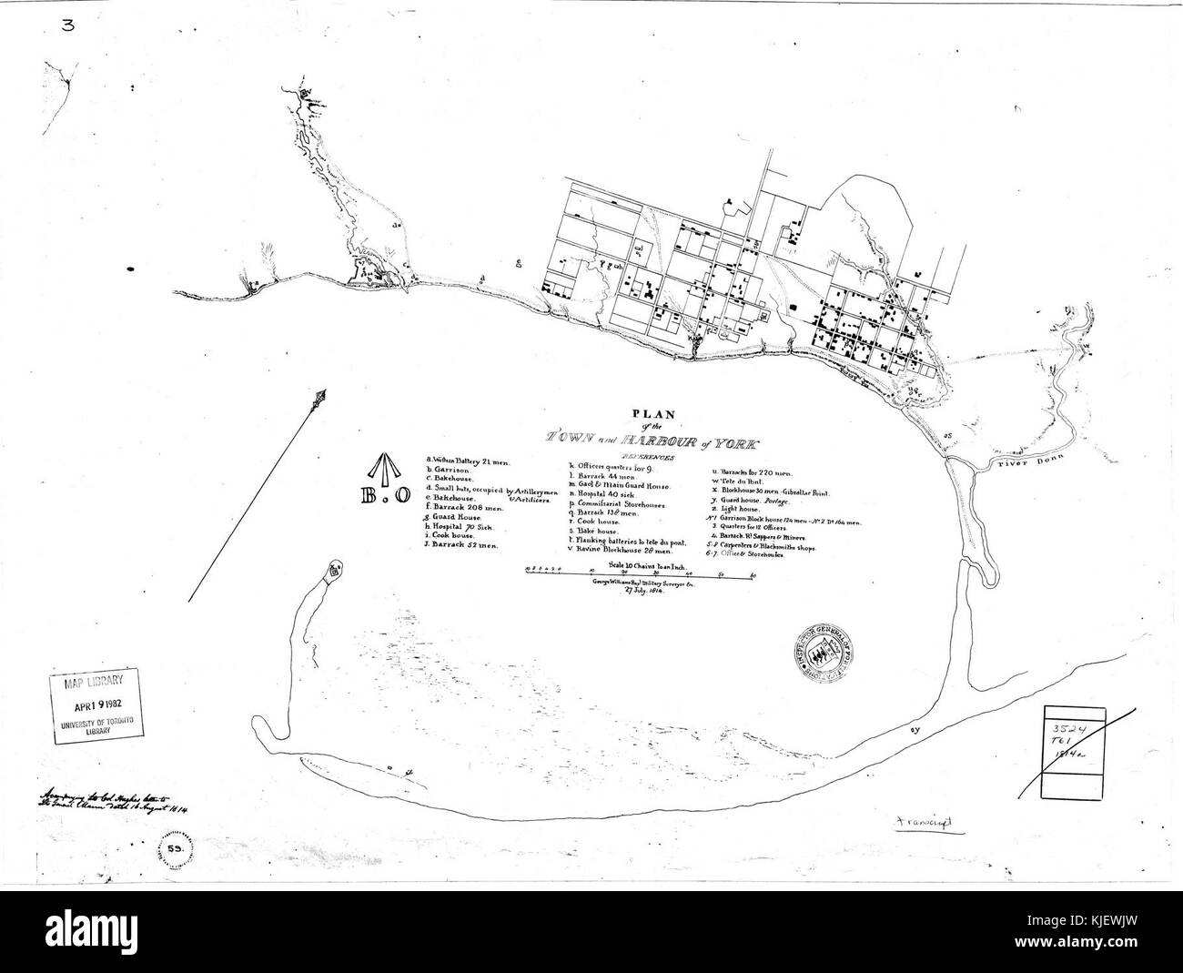 Plan of the town and harbour of York, Upper Canada, 1814 Stock Photo ...
