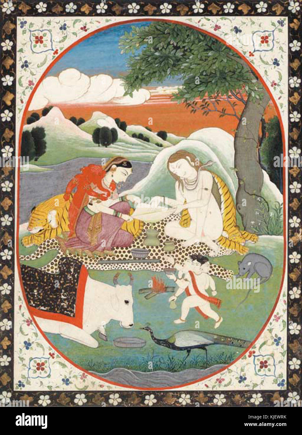 Shiva and family, c.1810 20, Guler or Mandi style Shiva and Parvati ...