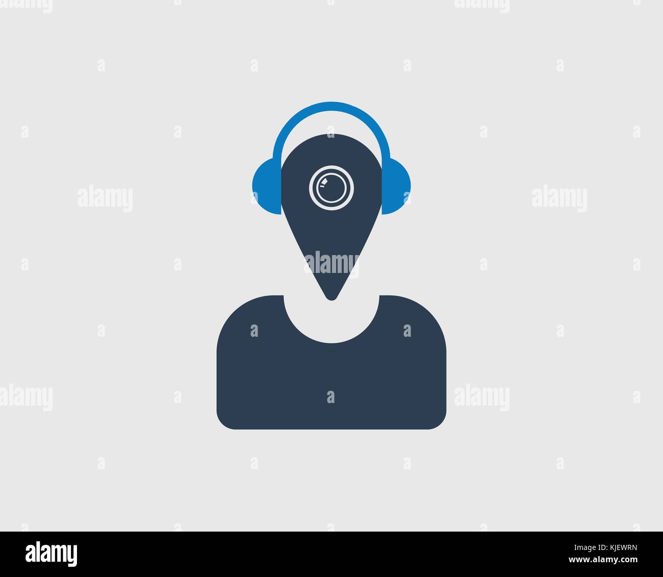 Musical Location Icon. One Eyed Man with Location headed Stock Vector ...