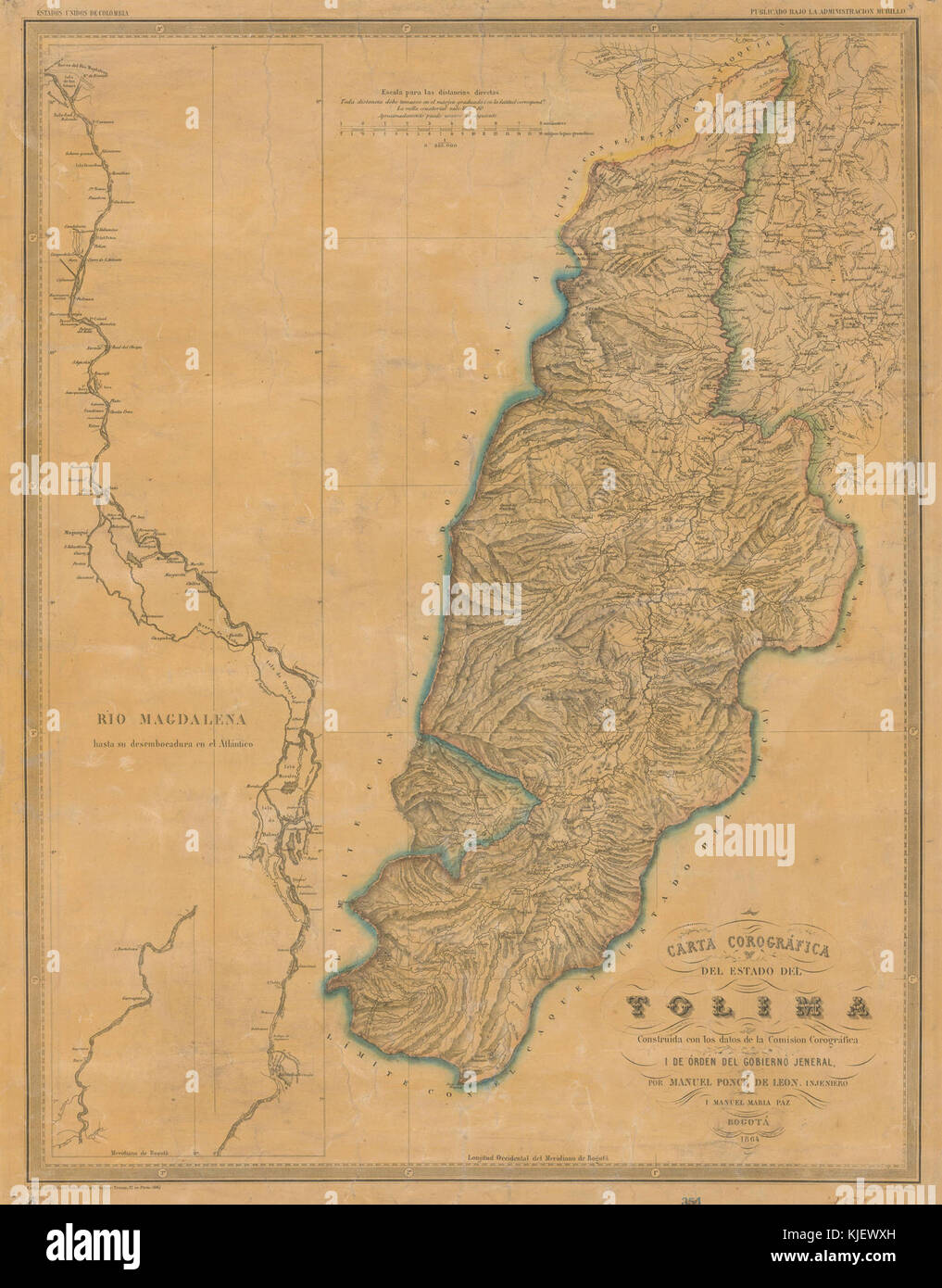 Mapa del Estado del Tolima (1865 Stock Photo - Alamy
