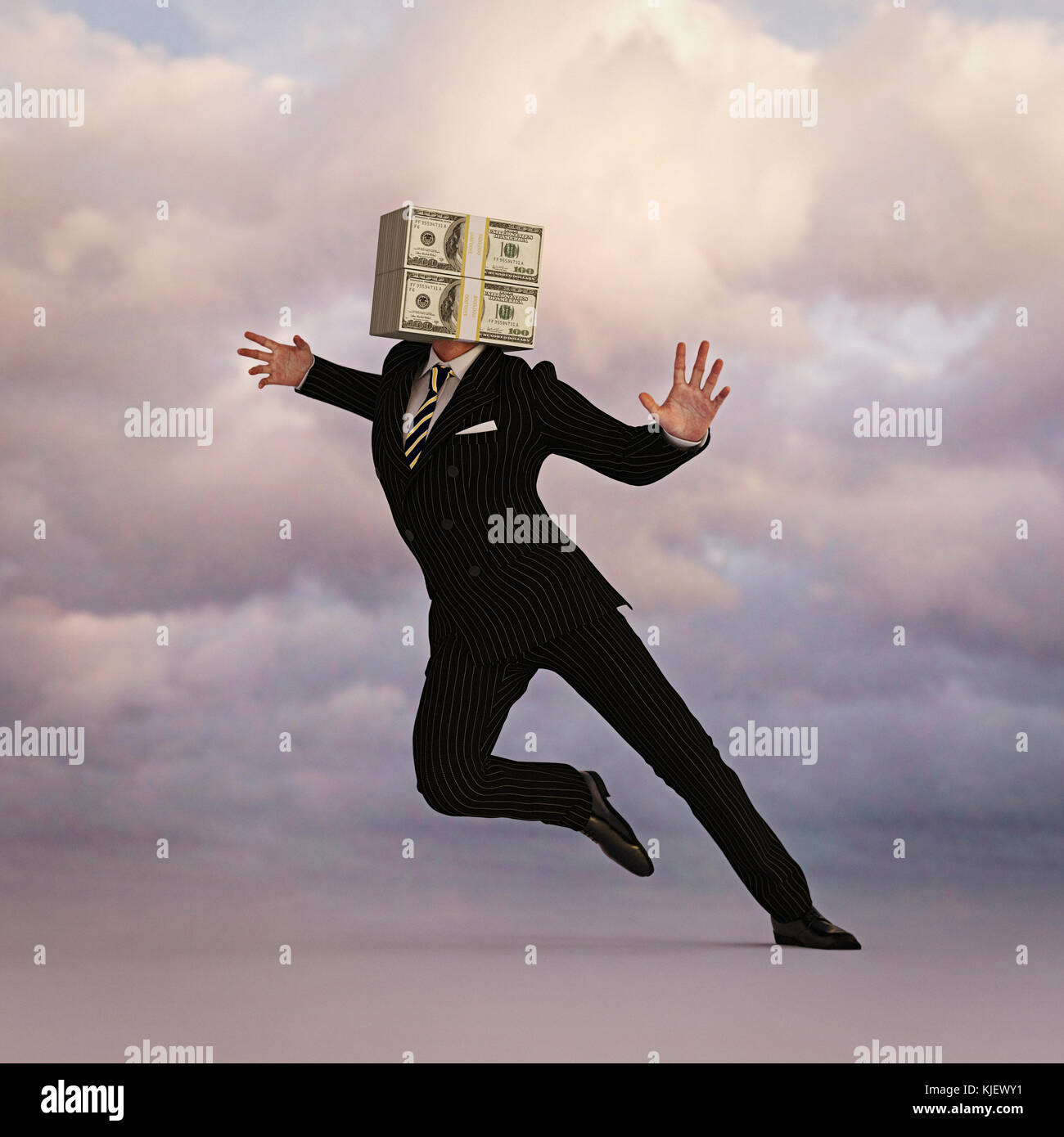 Businessman with head of money Stock Photo - Alamy