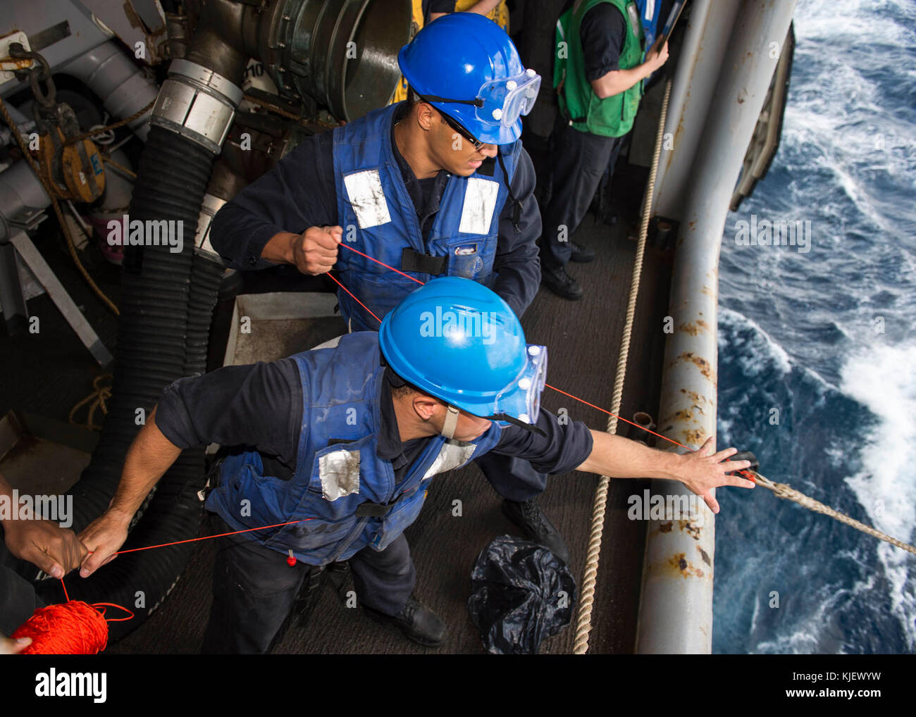 ATLANTIC OCEAN (Nov. 14, 2017) Seaman Benjamin Adams (bottom), from ...