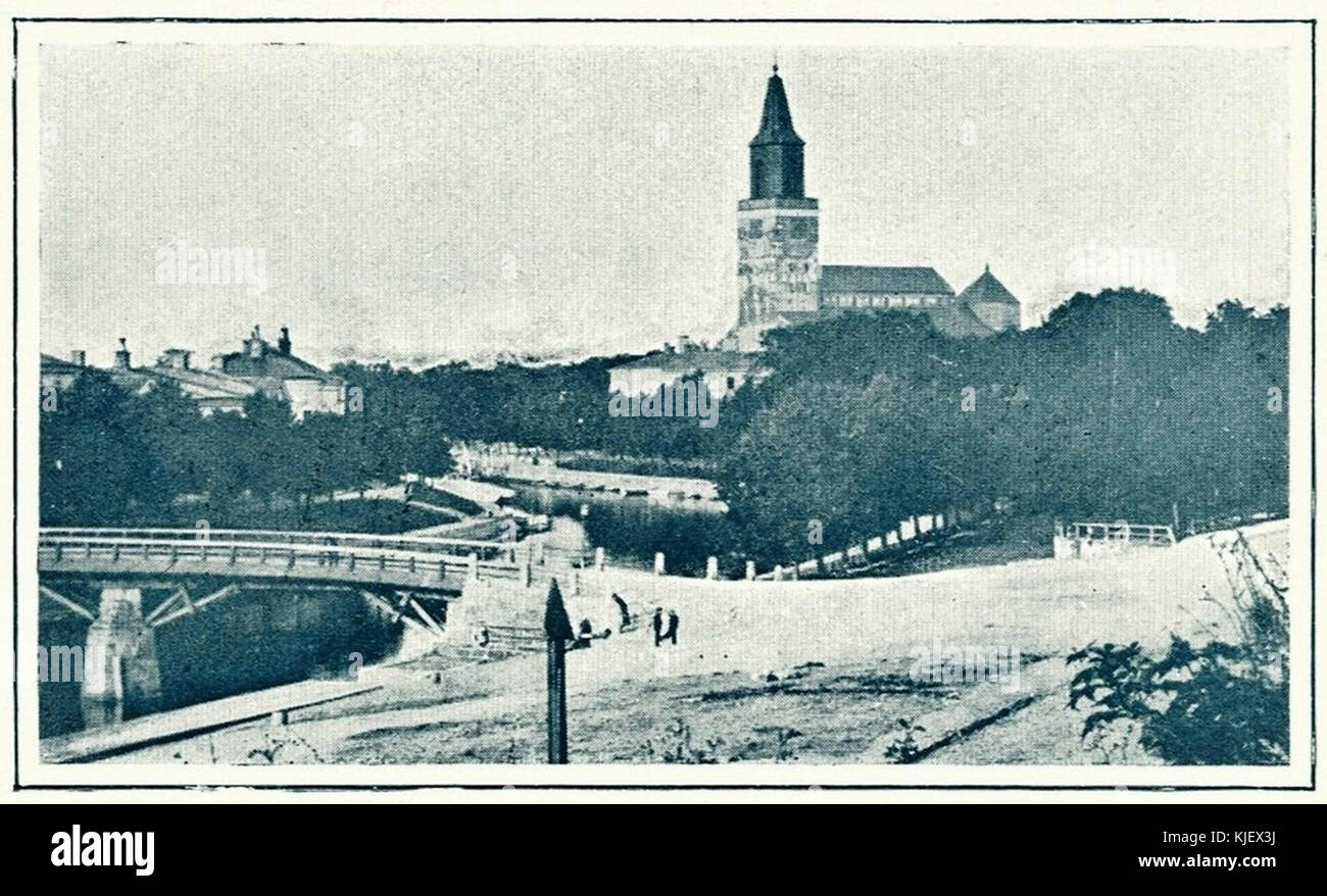 The image shows the Old Aurajoki Bridge (Vanha Aurasilta) in Turku ...