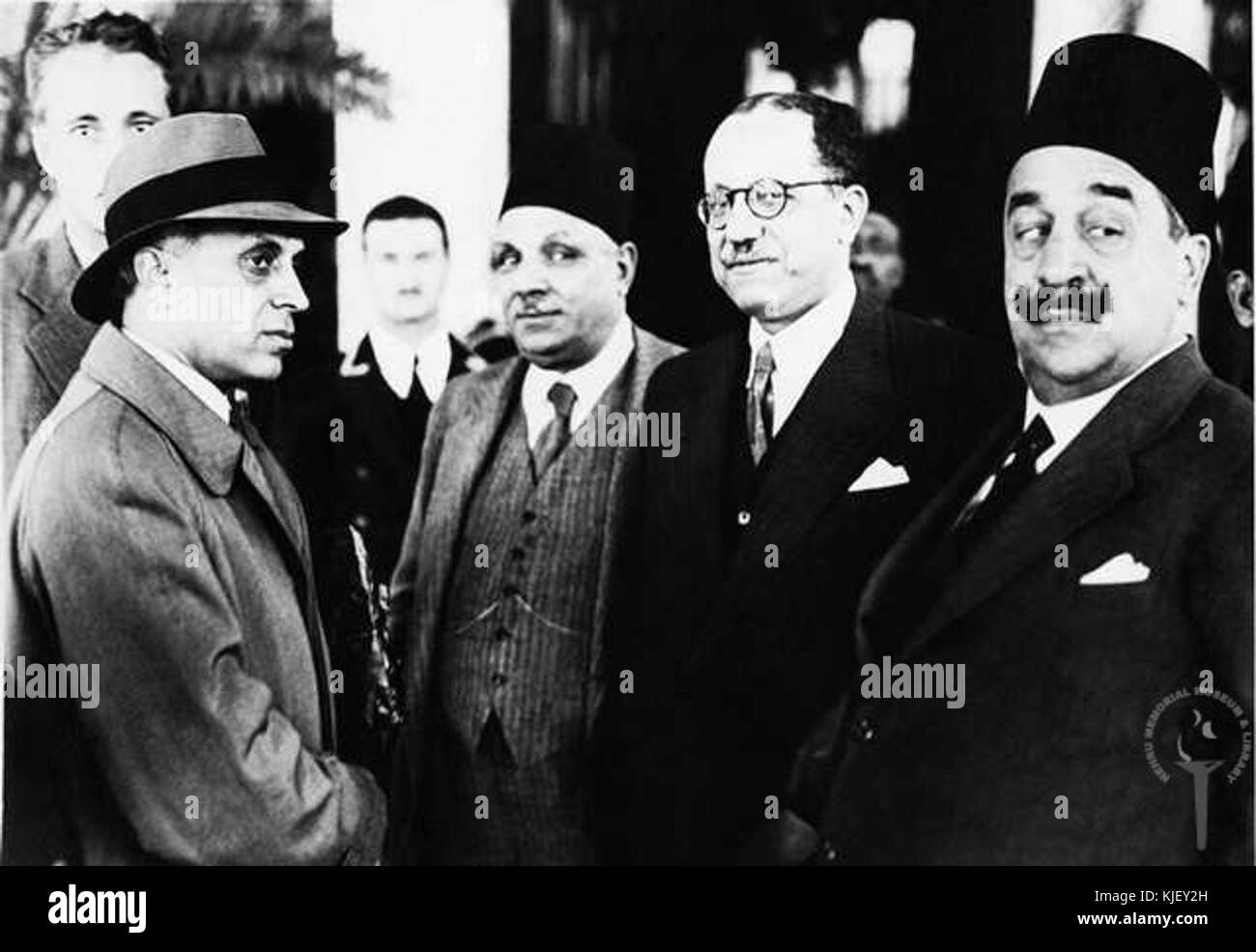 Jawaharlal Nehru with members of the Wafd Party of Egypt during his ...