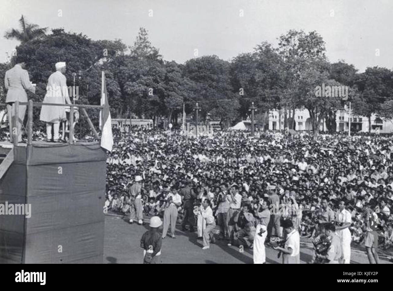 Jawaharlal Nehru, India's first Prime Minister, is seen addressing a ...