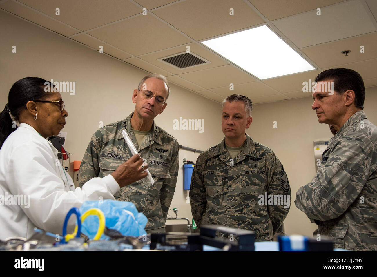 Sandra Pittman, 23d Medical Group (MDG) dental assistant, briefs Lt ...