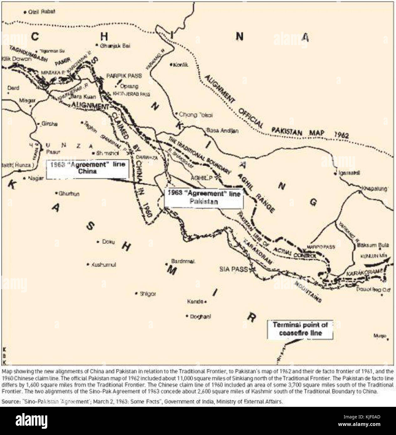 Alignment Official Pakistan map 1962 Stock Photo - Alamy