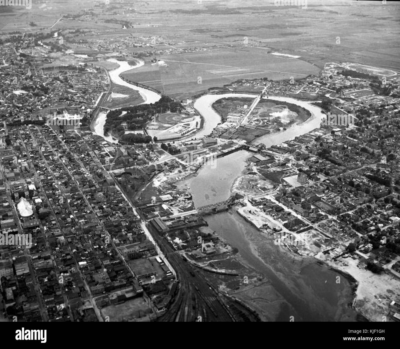 An aerial view of Quebec City taken in 1945, showcasing its layout and ...