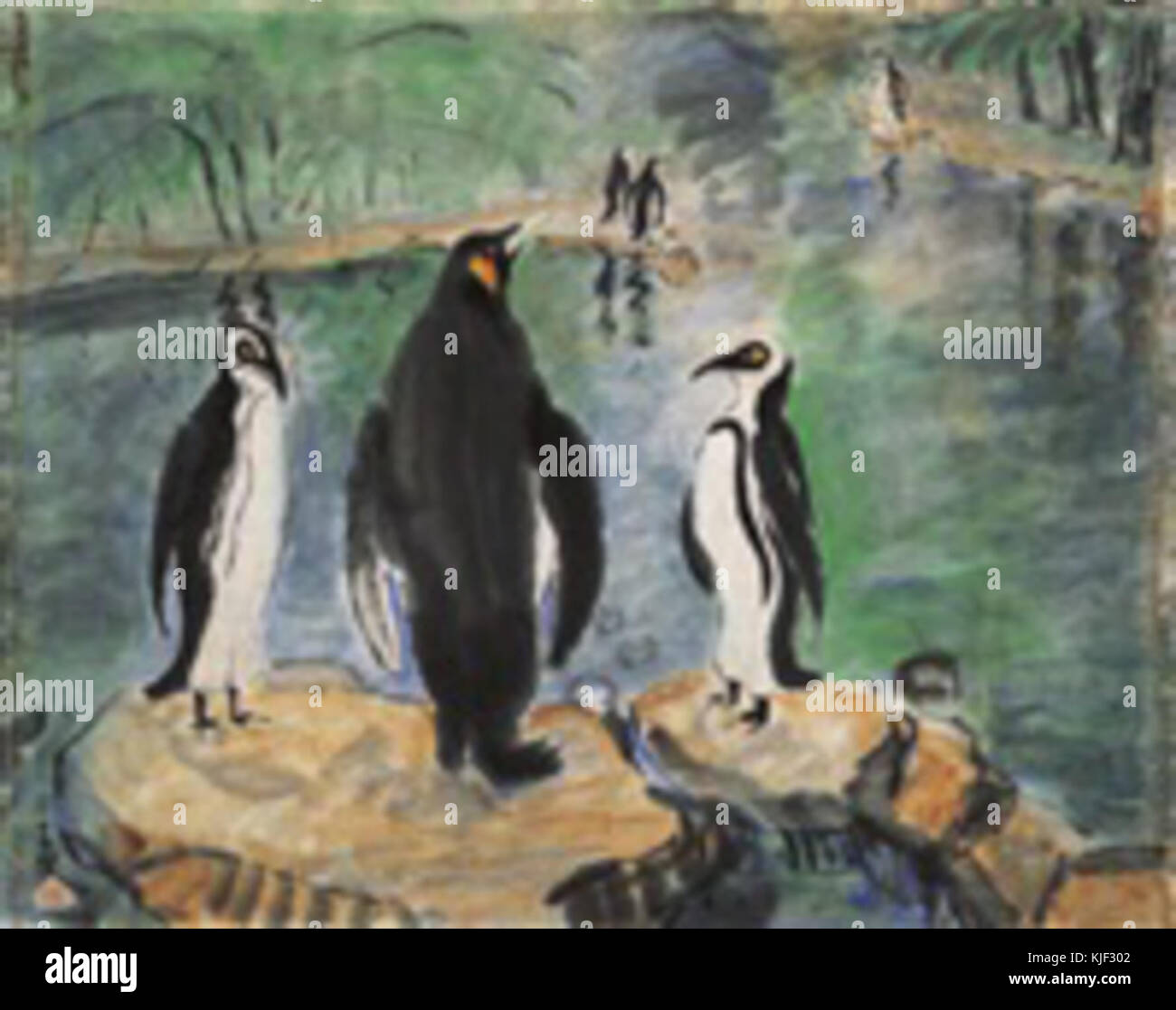 Pan yuliang penguins by the lake 1923 Stock Photo - Alamy