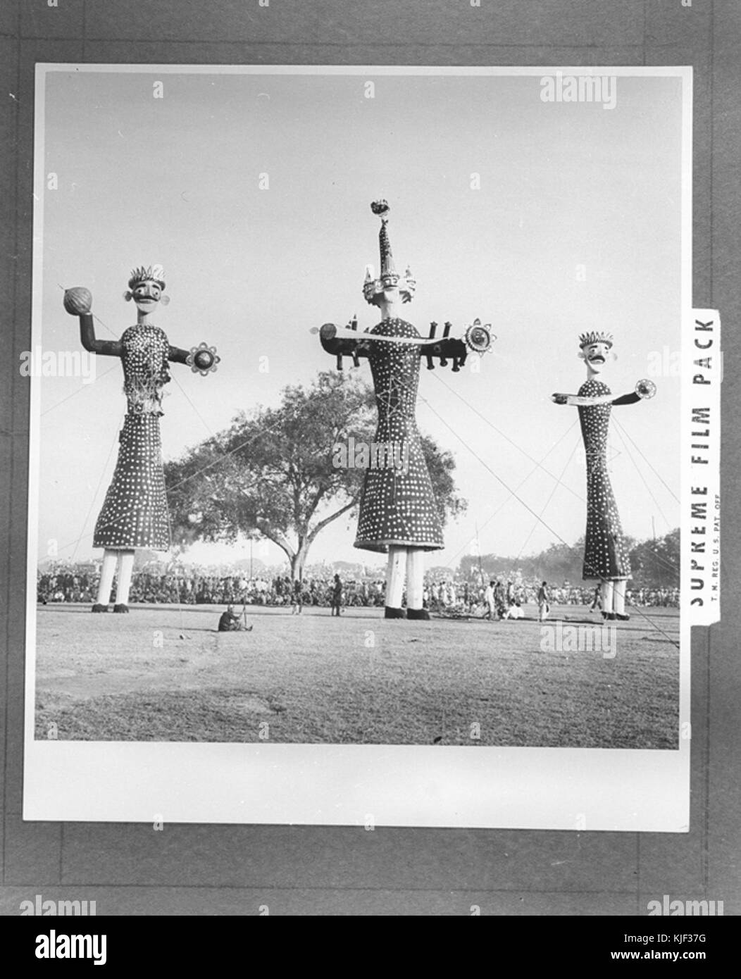 Three effigies representing Ravan, his son Meghnath, and his brother ...