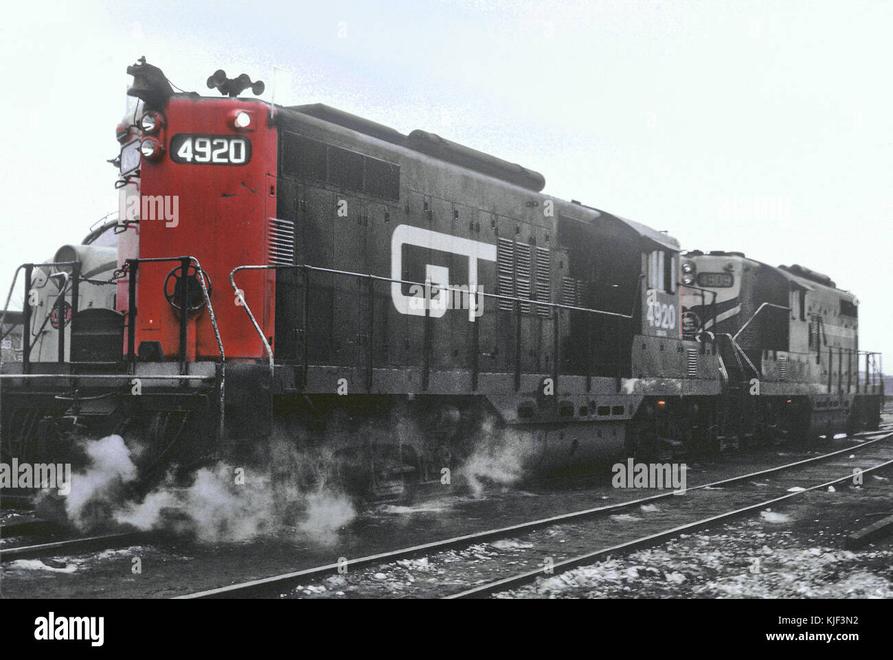 The Grand Trunk Western GP9 locomotive 4920 is pictured in Elsdon Yard ...