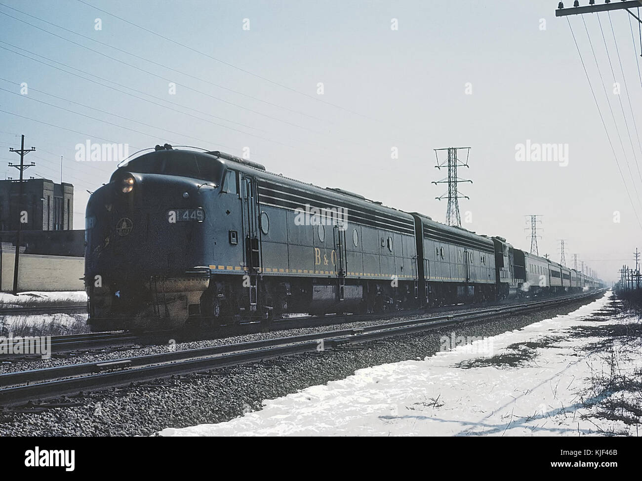 This photo shows the B&O (Baltimore and Ohio) train No. 1449 pulling ...