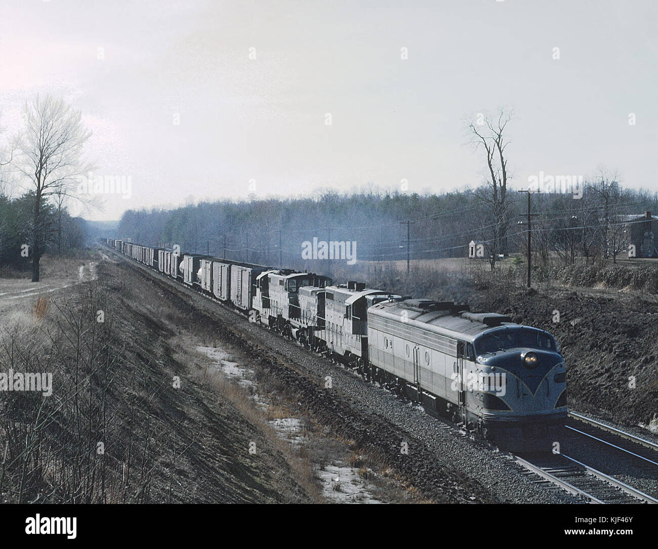 RF&P E8A 1004 with freight near Brooke, VA on February 8, 1969 ...