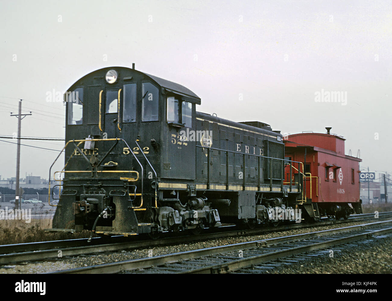 Erie Lackawanna Railway 522 (Alco S 2) on a transfer run along Torrence Ave. north of 130th St ...