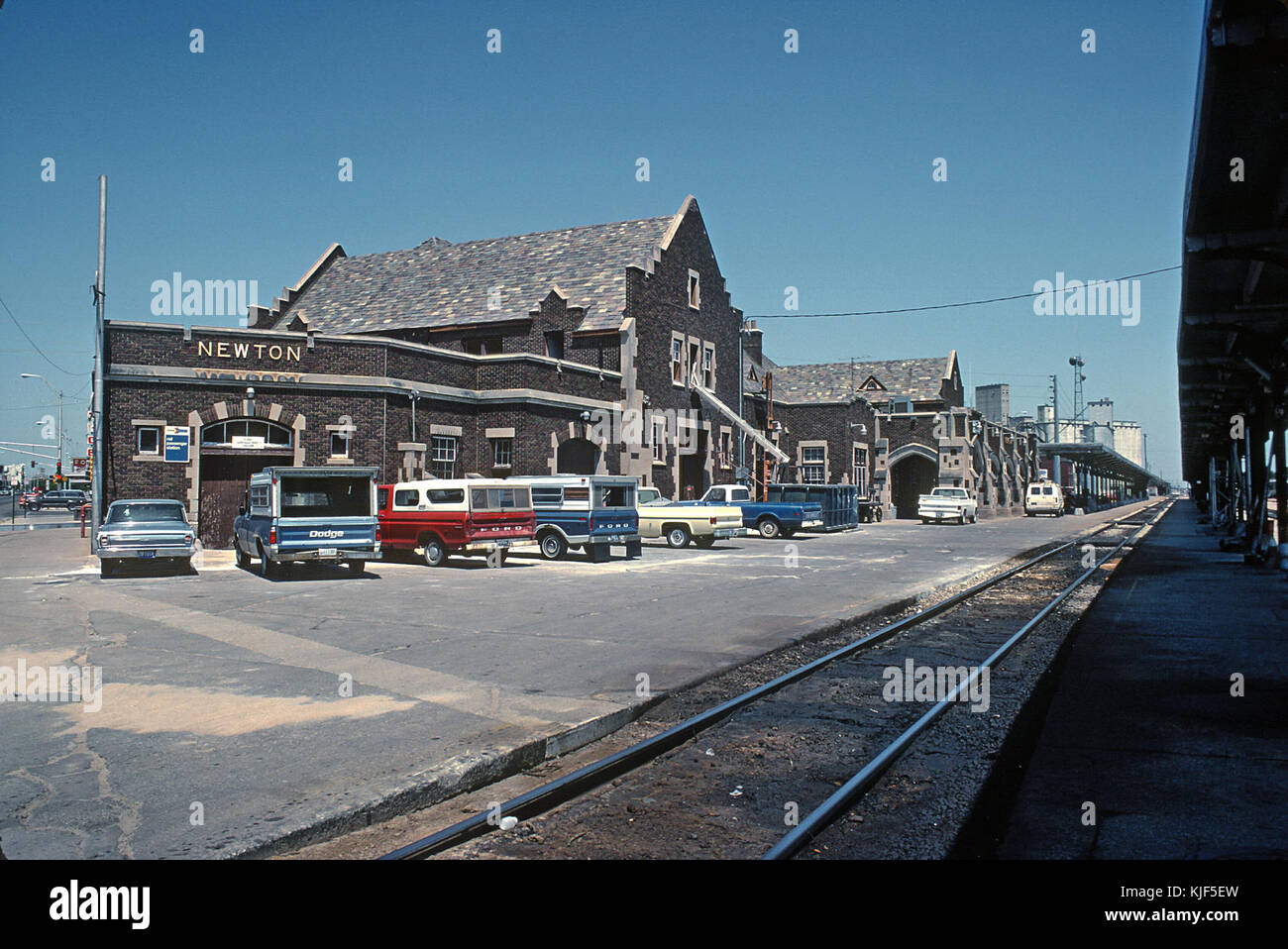AT&SF Newton, KS Depot in August 1983 (28789424545 Stock Photo - Alamy