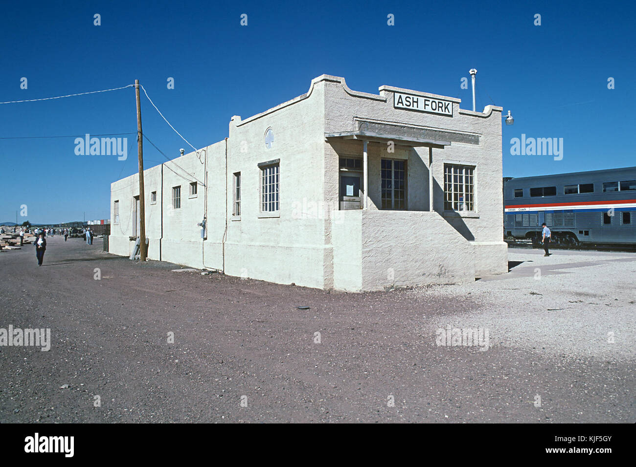 A historical photograph of the Ash Fork Freight House in Santa Fe ...