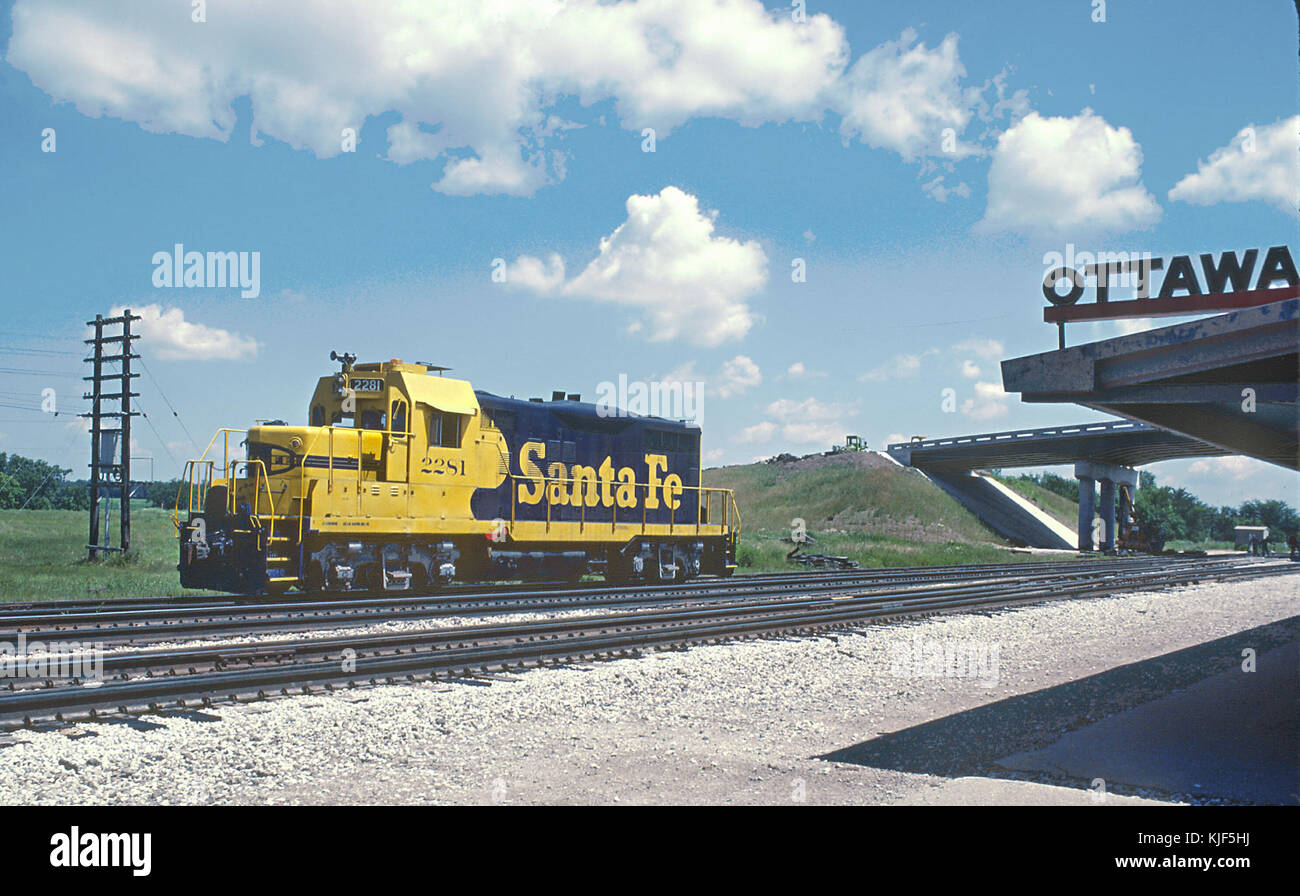 A photograph of the AT&SF GP9u 2281 locomotive in Ottawa, Kansas ...