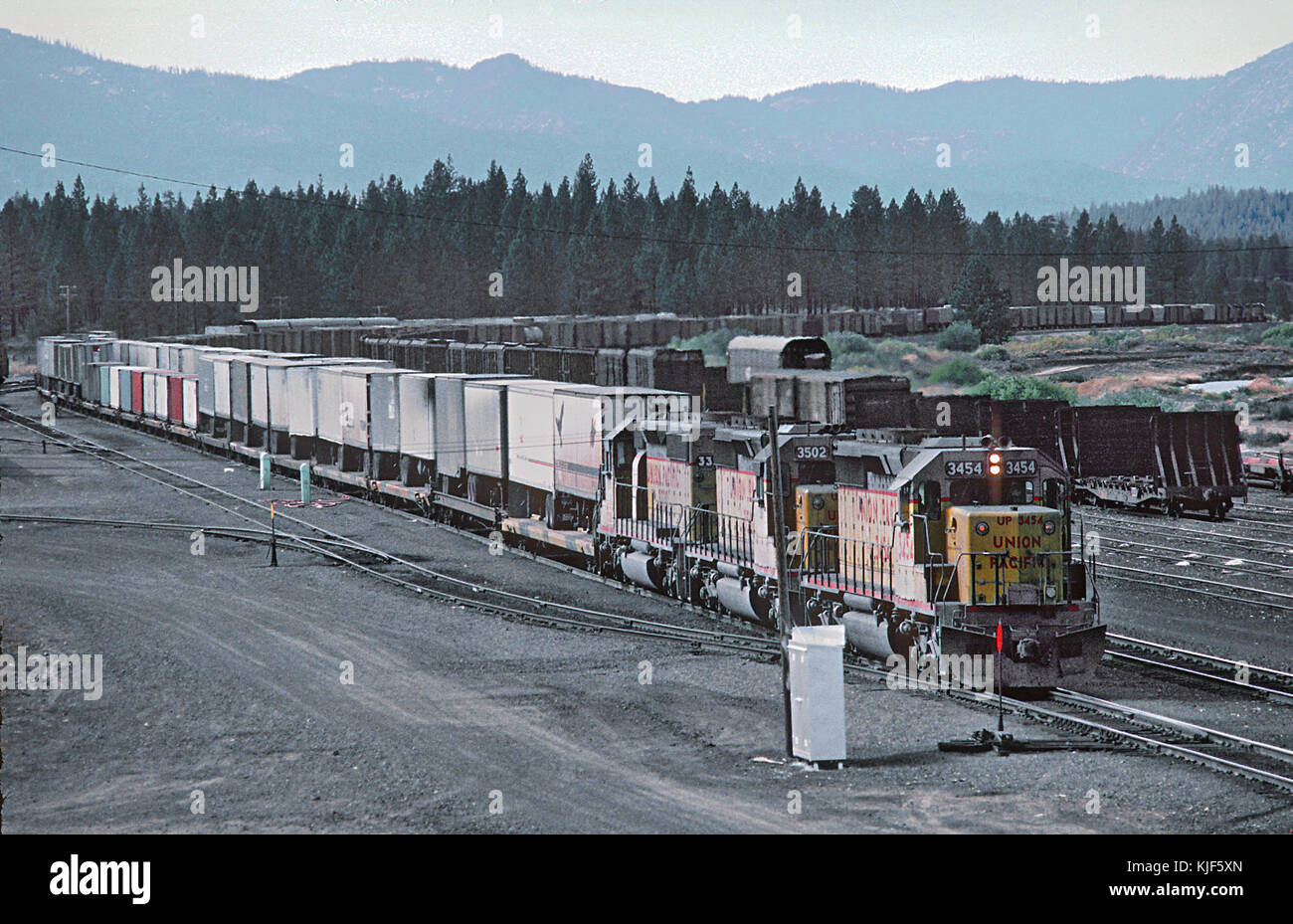 This photograph depicts a dramatic chase scene in Feather River Canyon ...