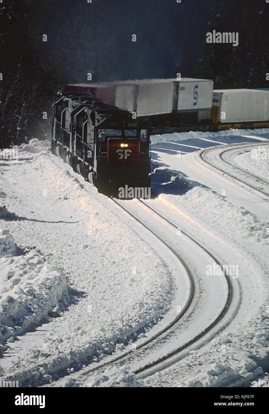 SP 9317 at Emigrant Gap, CA eastbound on Donner Pass in March 1980 01 ...