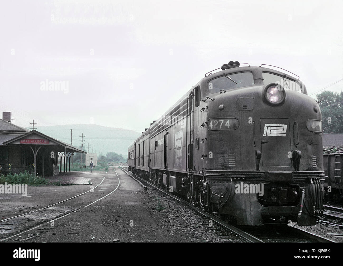 A historical photograph of the Buffalo Day Express at Port Allegany ...