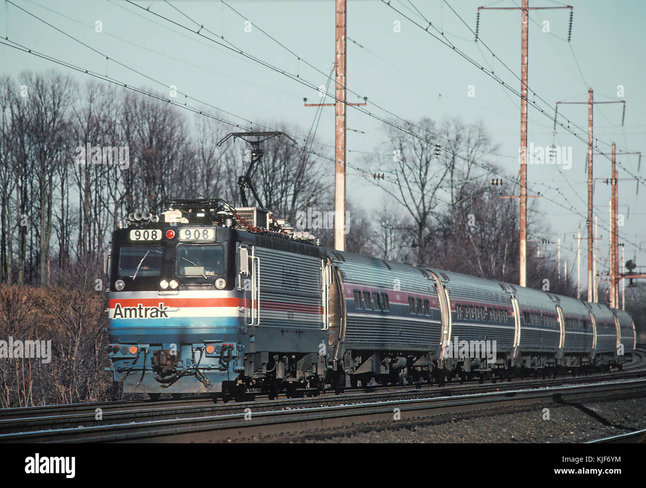 Amtrak 908 leading a southbound train at Bowie, December 1980 Stock ...