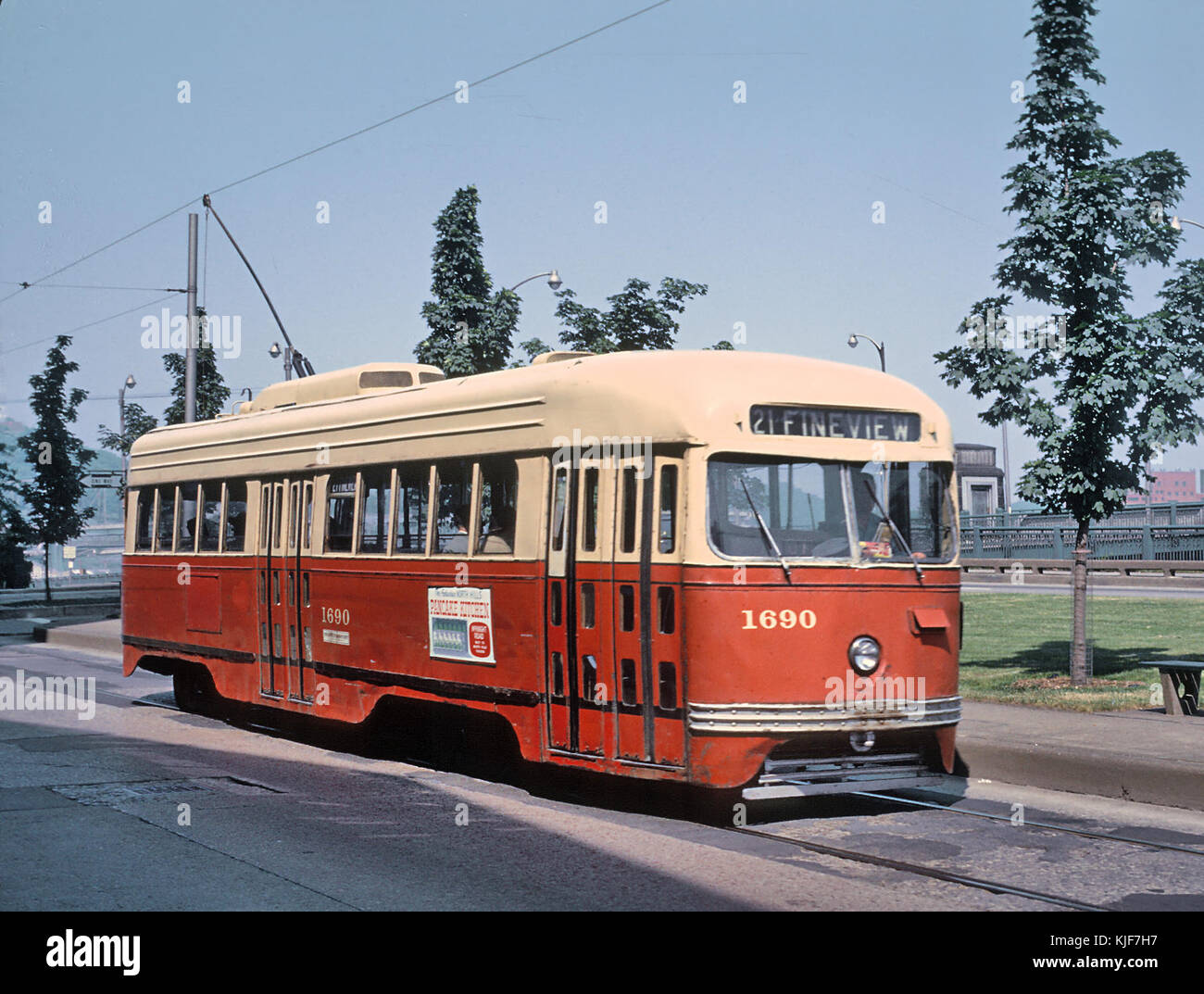 A photograph capturing a PAAC PCC streetcar (number 1690) on Fort ...