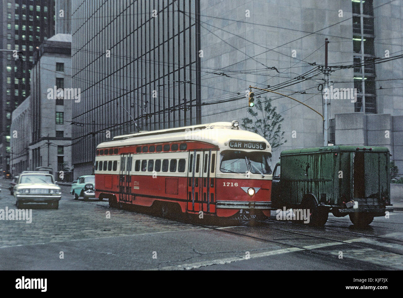 PAAC PCC 1716 on Grant St. near Liberty Ave. going back to the carhouse ...