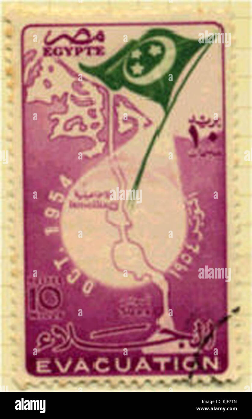 Suez Canal evacuation October 1954 Egypt flag Stock Photo - Alamy