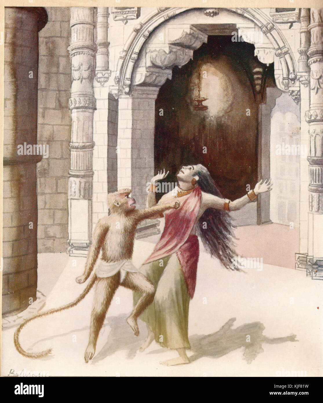 The Guardian Angel of the City stopped him. Hanuman gave her a big ...