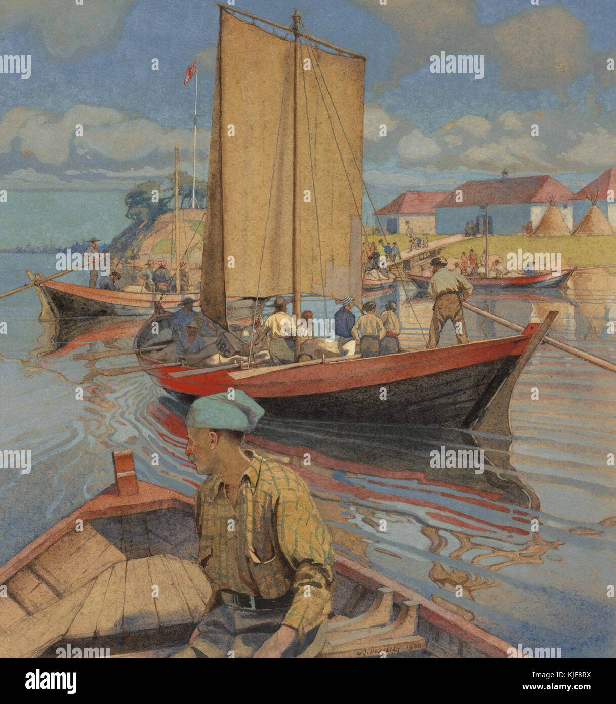 Hudson's Bay Company York Boats at Norway House by Walter J. Phillips ...