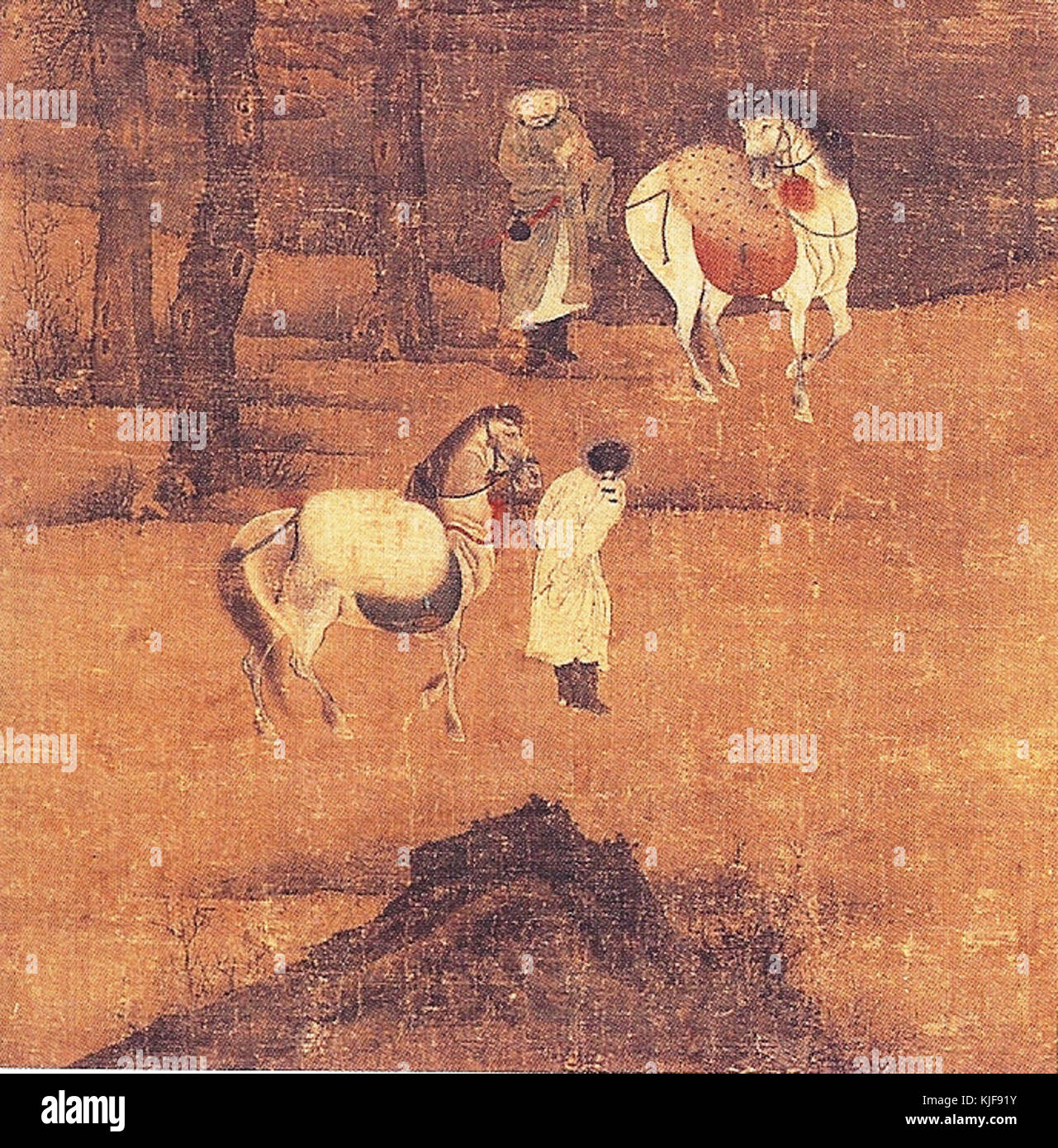 Two horsemen in a wintry landscape, by Liang Kai Stock Photo - Alamy