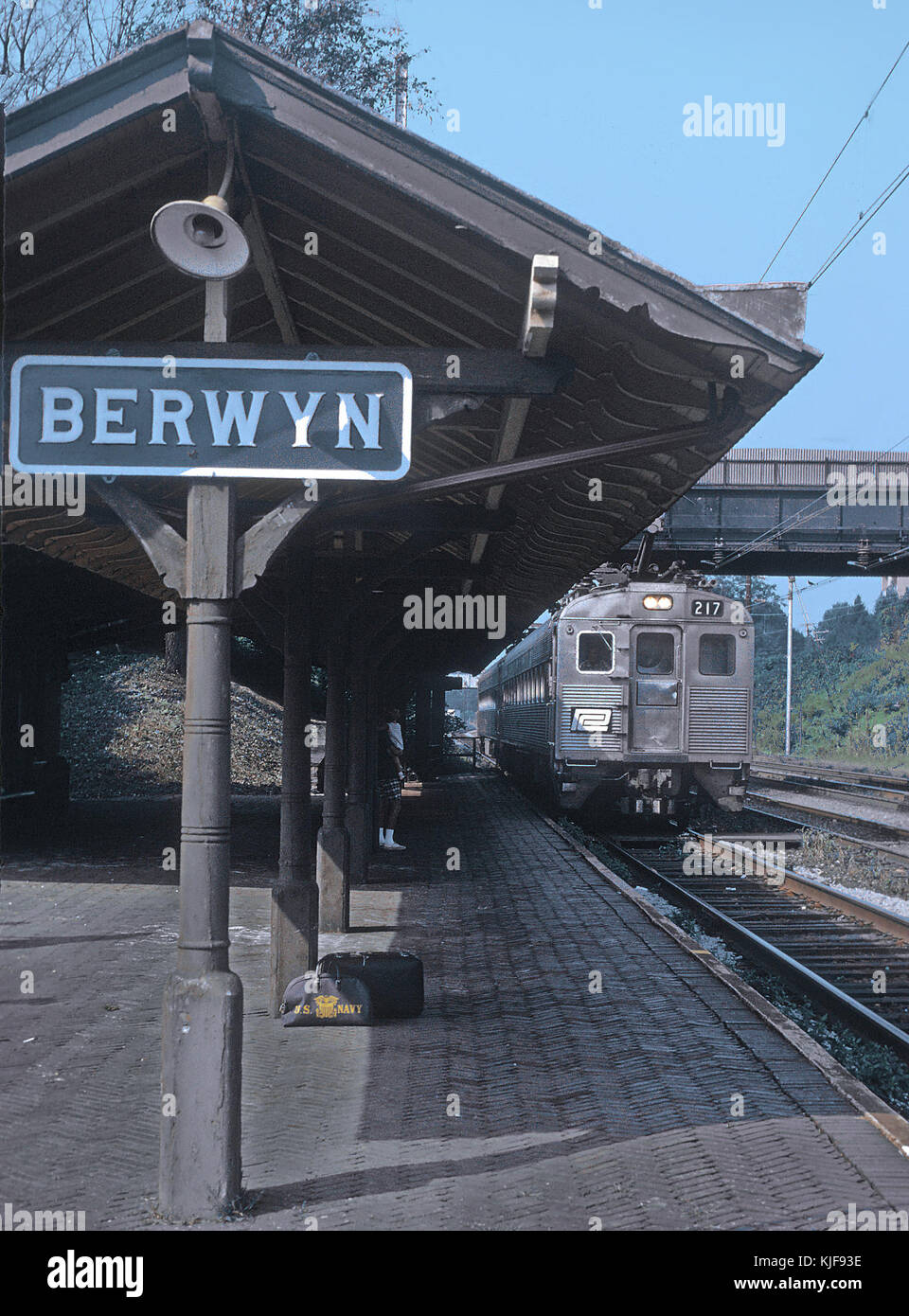 Penn Central 217 at Berwyn station, August 16, 1970 Stock Photo - Alamy